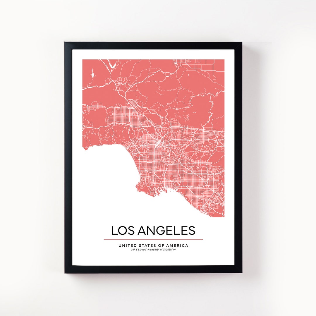 Los Angeles Map Poster Beautiful and Contemporary City Print - Etsy