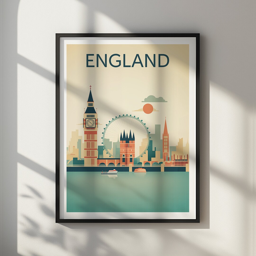 ENGLAND Printable Travel Poster, Digital Download, Wall Print, Country ...