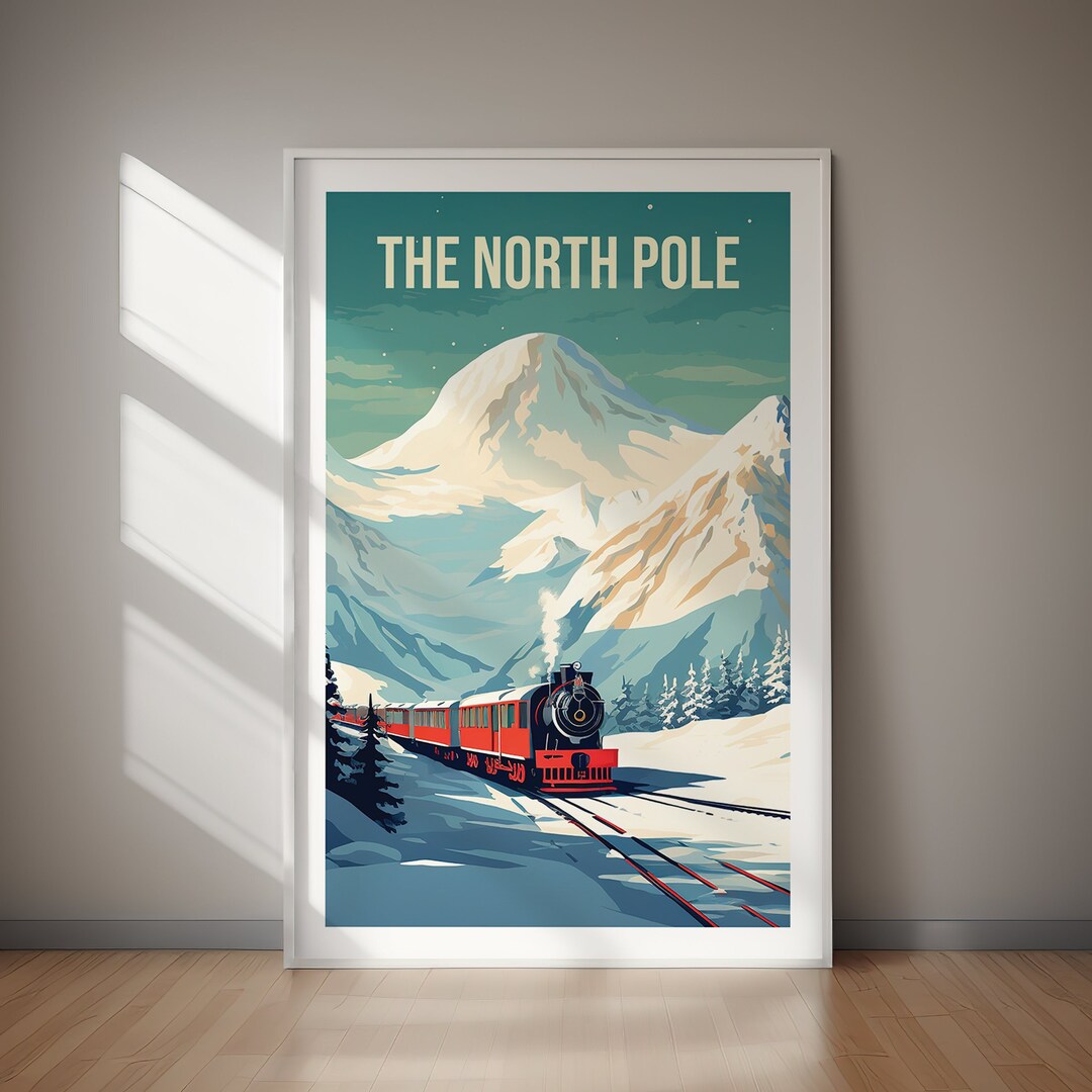 The North Pole Poster, Christmas DIGITAL DOWNLOAD, PRINTABLE Art, Large ...