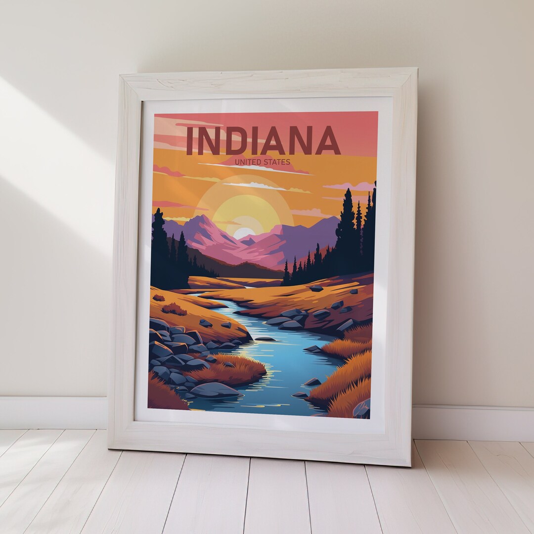 INDIANA Poster, USA, digitaler Download, Wandkunst, Fernweh, Urlaub ...