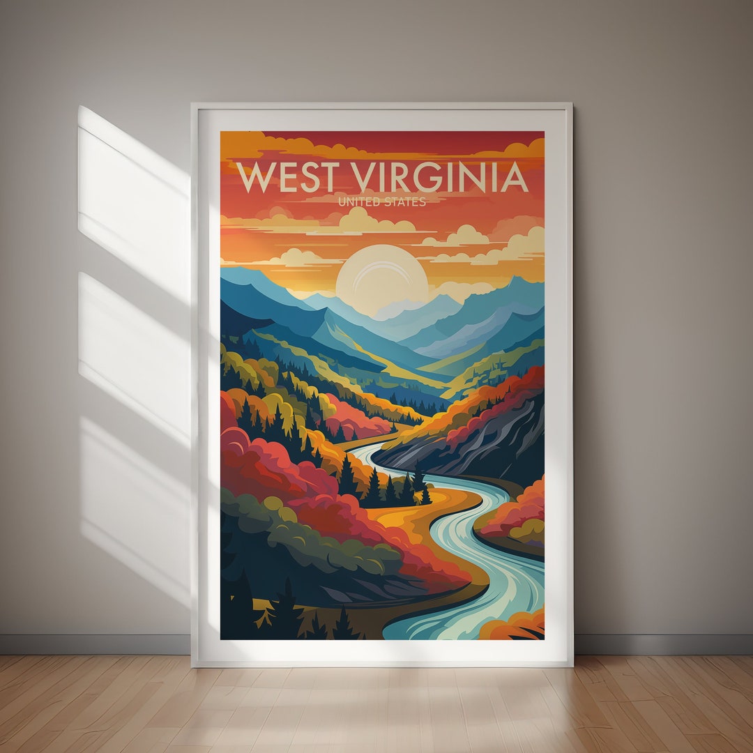 West Virginia Travel Poster Mountain Landscape Art (digital Download ...