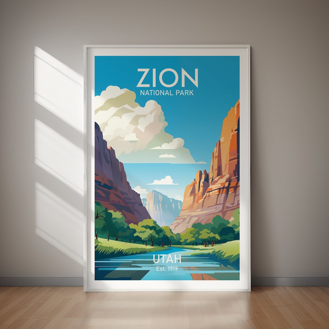ZION NATIONAL PARK Poster Printable Wall Art Usa Landscape Travel Print ...