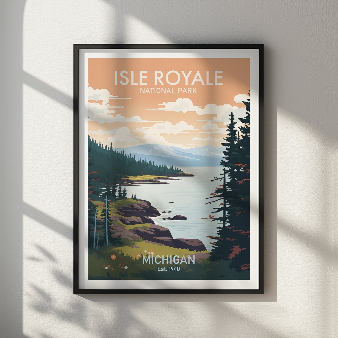 Isle Royale National Park Poster, Michigan Travel Art (digital Download ...
