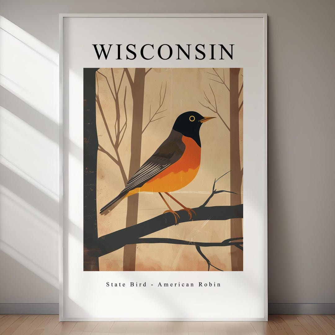 American Robin Print - Wisconsin State Bird Wall Art (digital Download ...