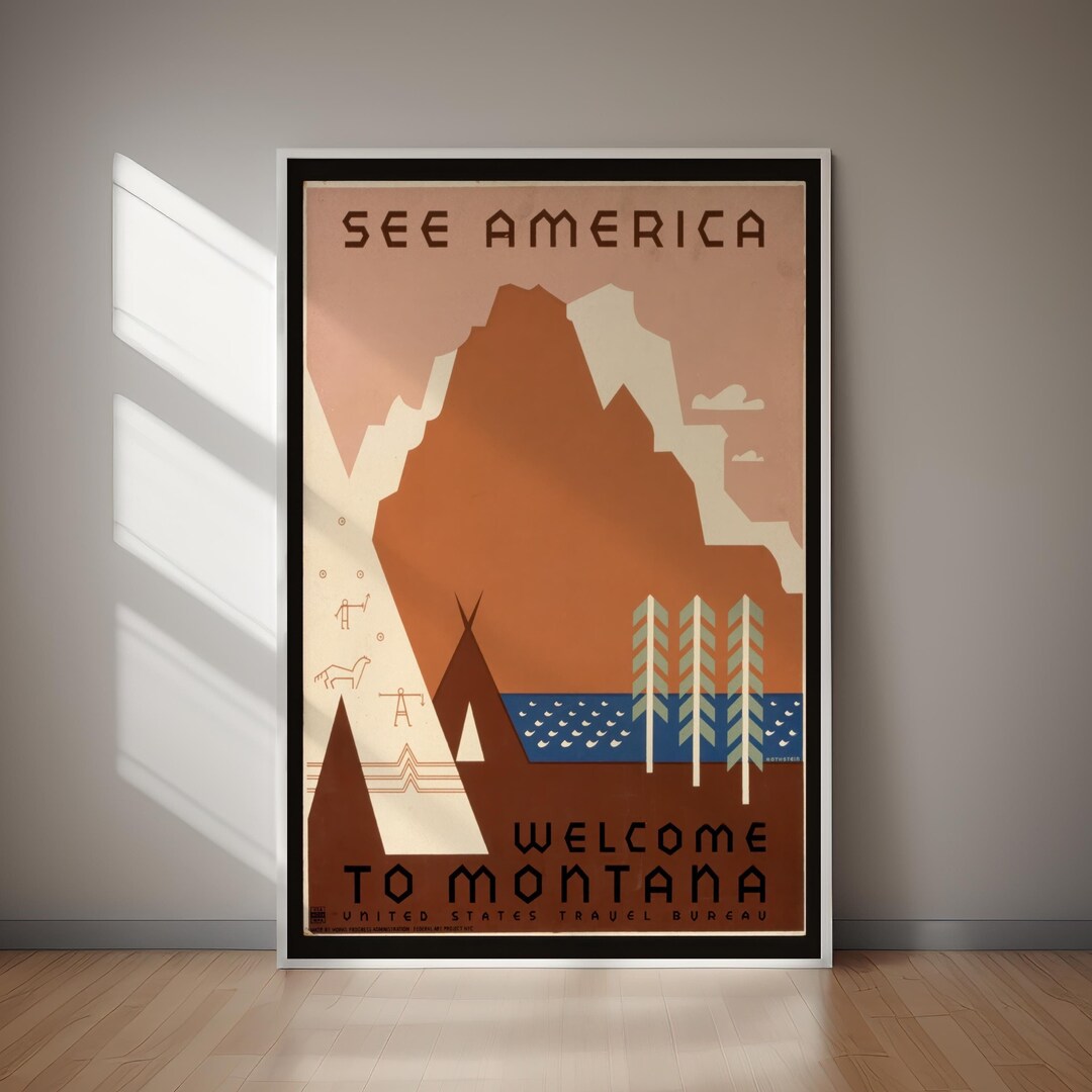 SEE AMERICA Welcome to Montana Vintage Poster, Retro Art, Instant ...
