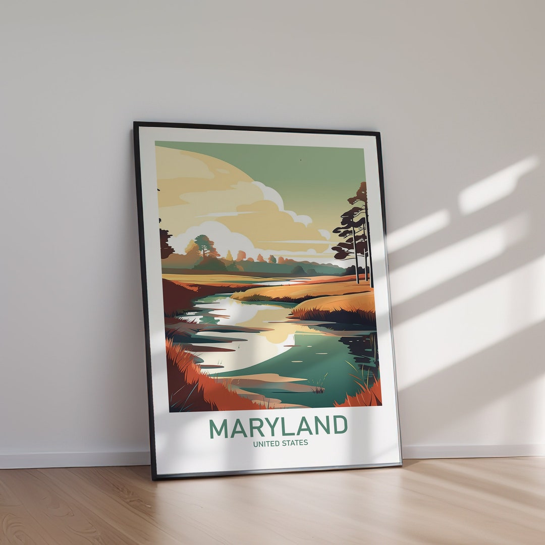 Maryland Travel Poster Printable, Modern State Wall Art DIGITAL ...