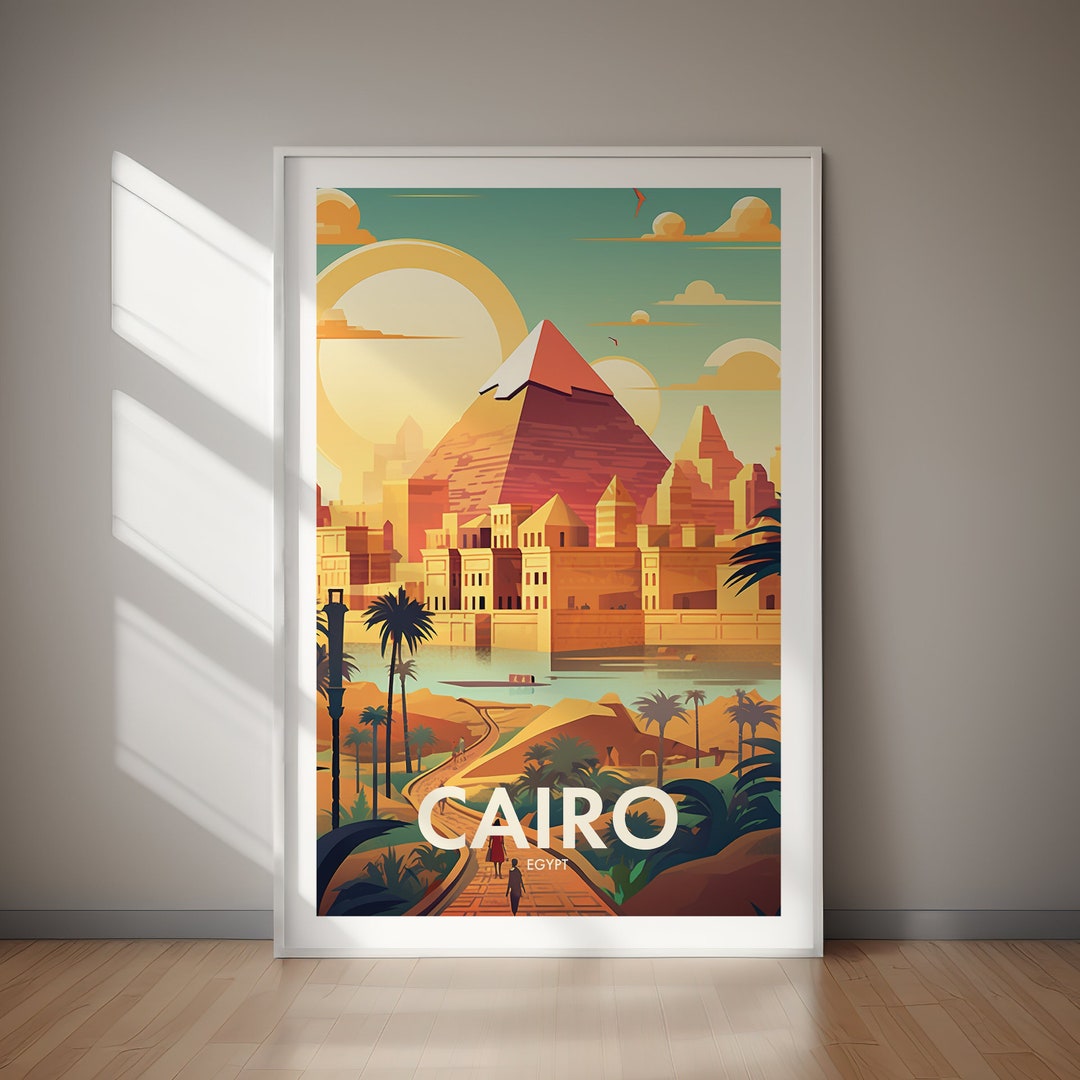 CAIRO TRAVEL Poster Printable Wall Art Egypt City Landscape Digital Download Home Decor Modern ...