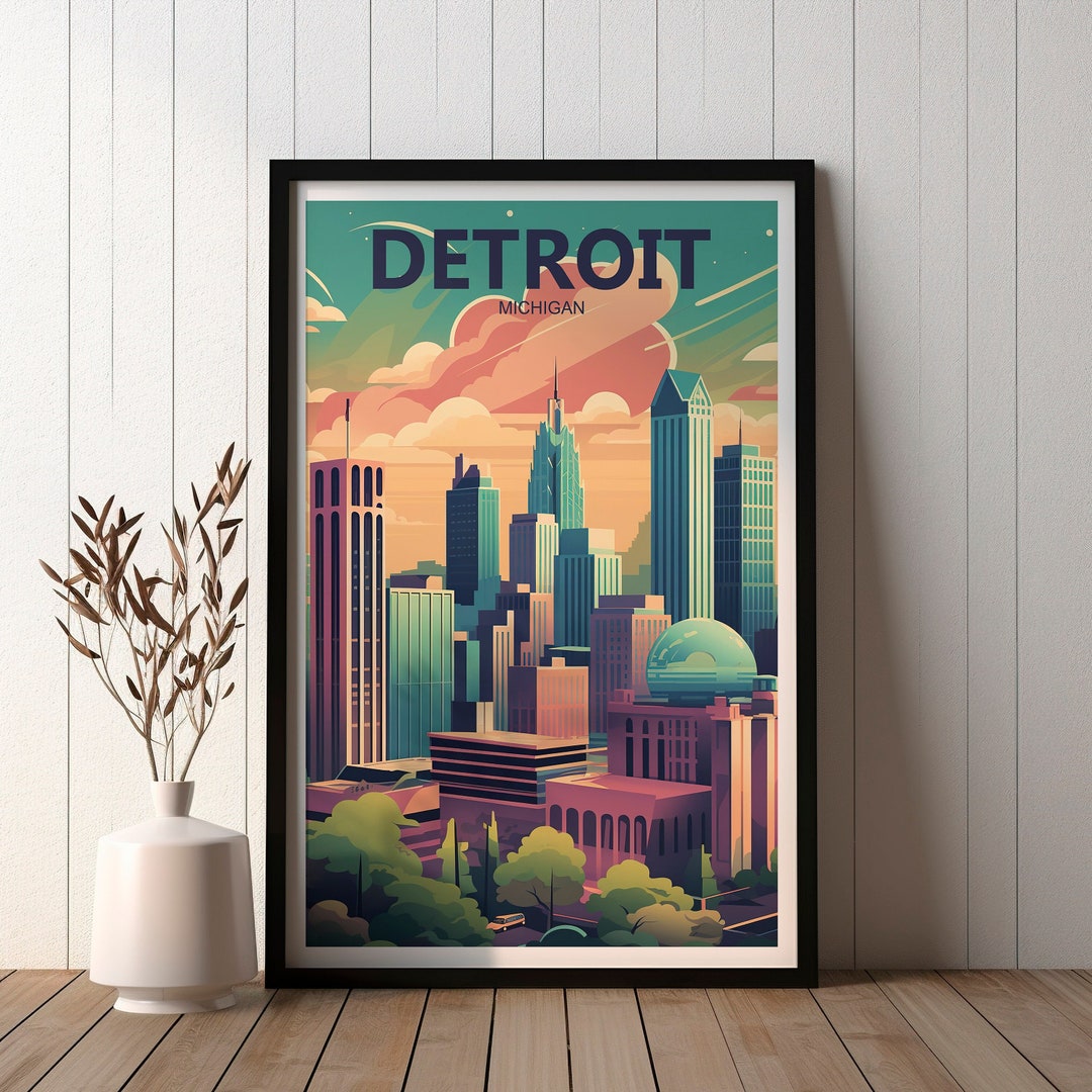PRINTABLE DETROIT Poster, Digital Download, Wall Art, Wanderlust, Gift ...