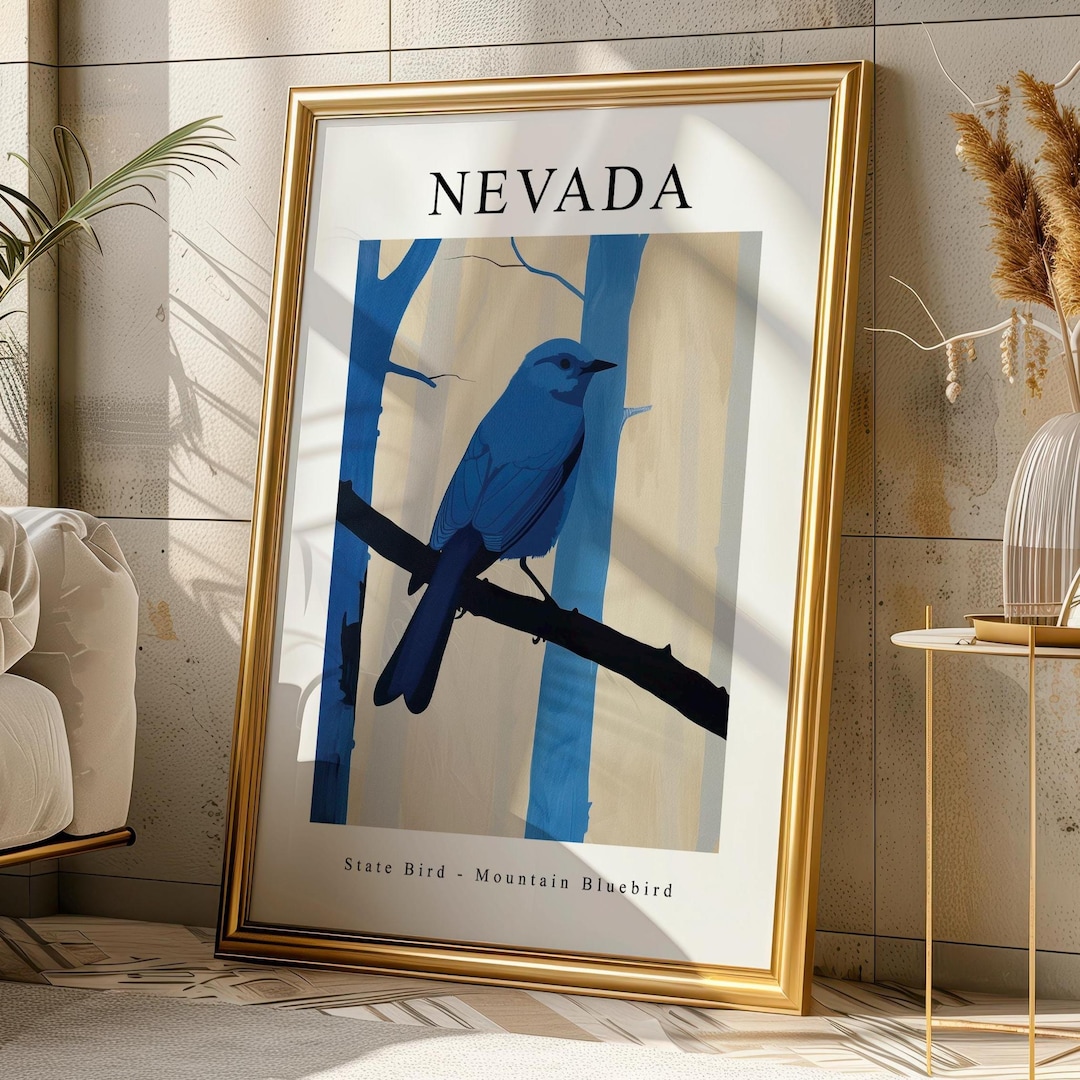 NEVADA State Bird Poster, Mountain Bluebird Print, Instant Home Decor ...