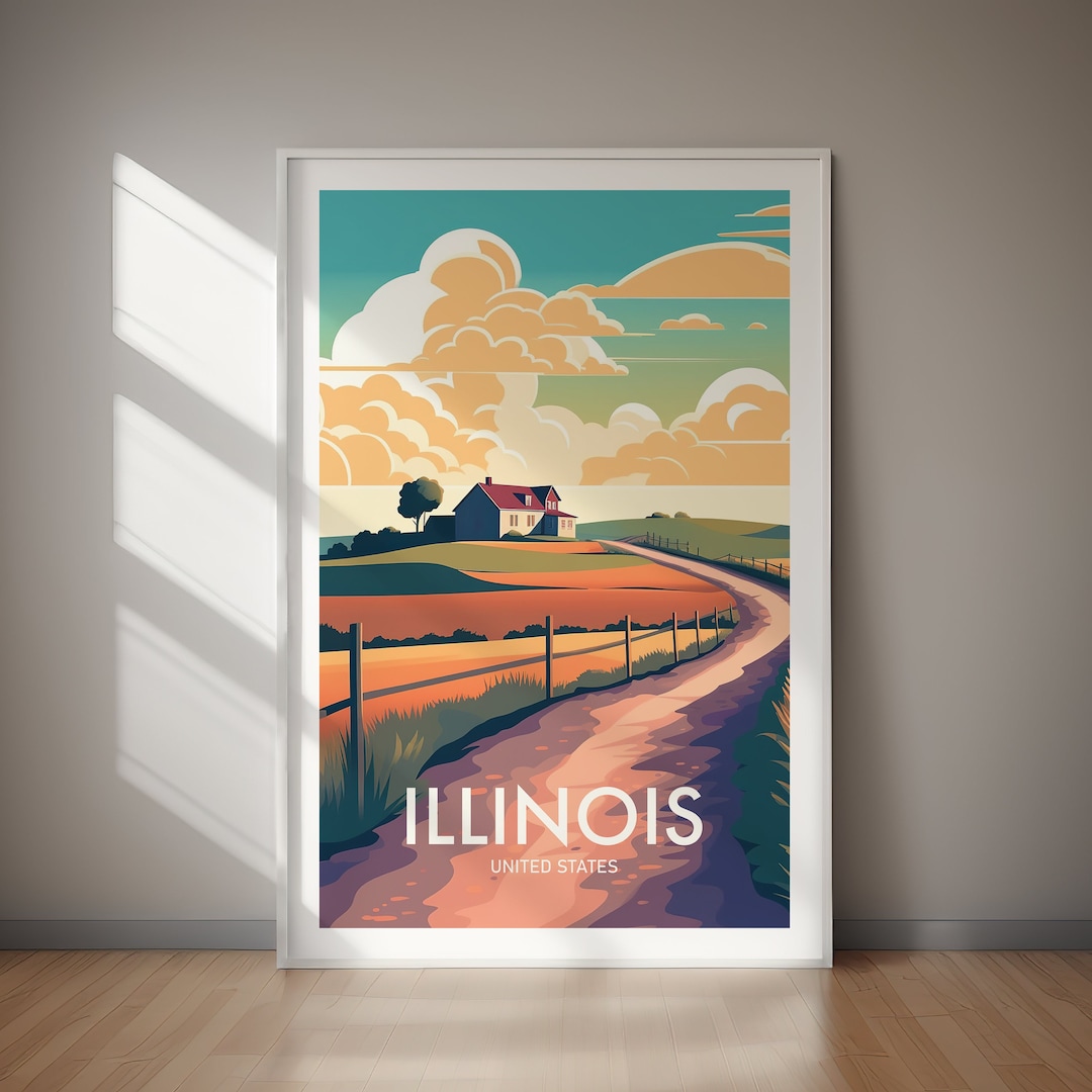 ILLINOIS USA TRAVEL Modern State Poster Digital Download Scenic ...