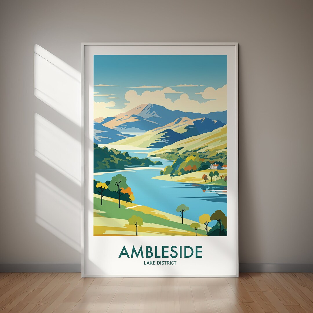 PRINTABLE AMBLESIDE Poster, Lake District Travel Poster Wall Art Home ...