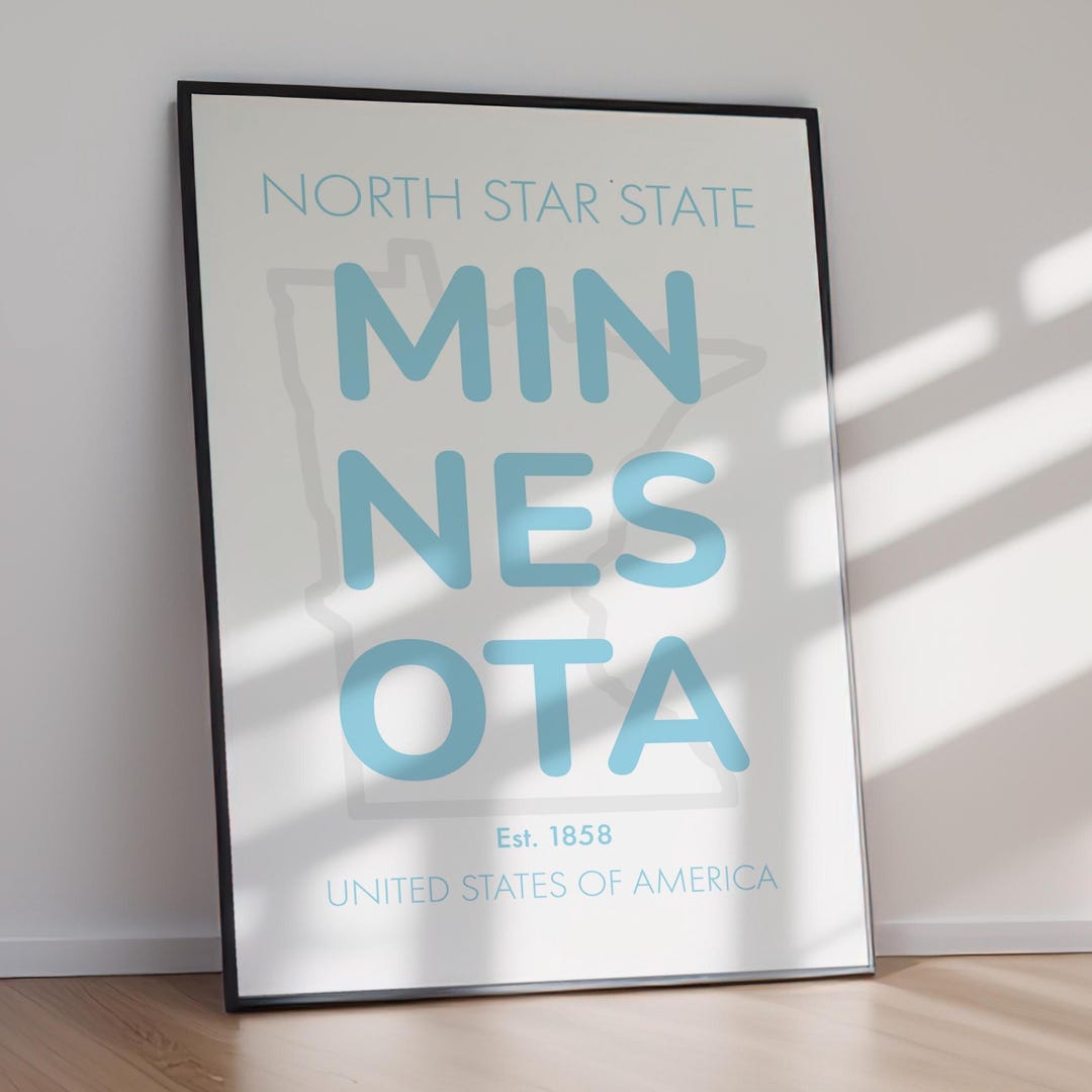 MINNESOTA North Star State Modern Text Print Digital Download Clean ...