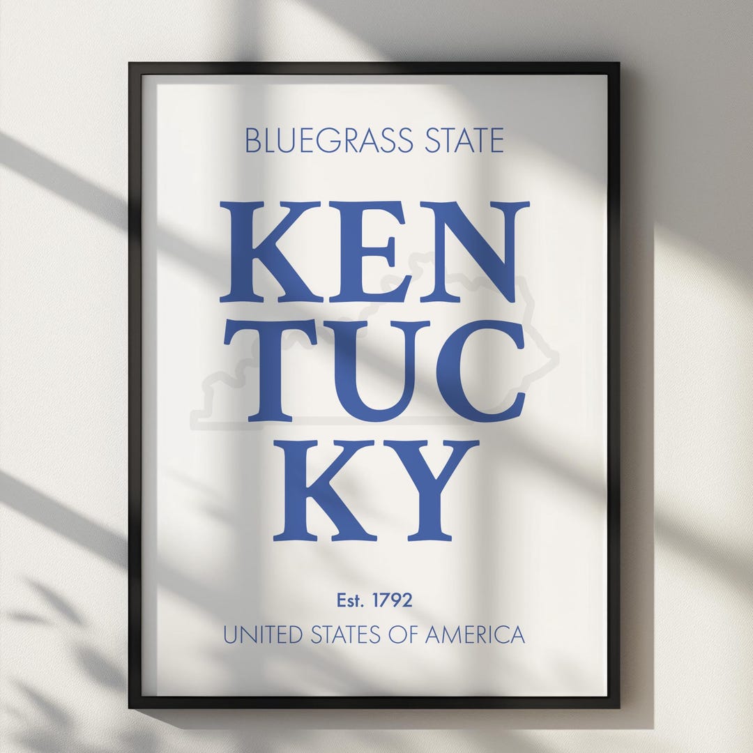 KENTUCKY the Bluegrass State Modern Text Poster Digital Download Clean ...