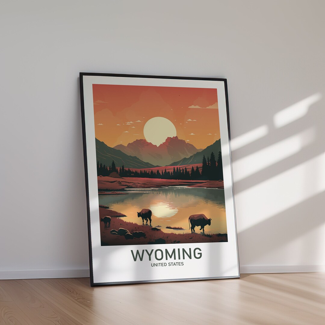 Wyoming Travel Poster Printable, Modern State Wall Art DIGITAL DOWNLOAD ...