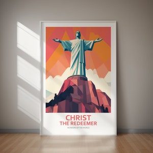 CHRIST the Redeemer Poster, Rio De Janeiro, Brazil, Wonders of the ...