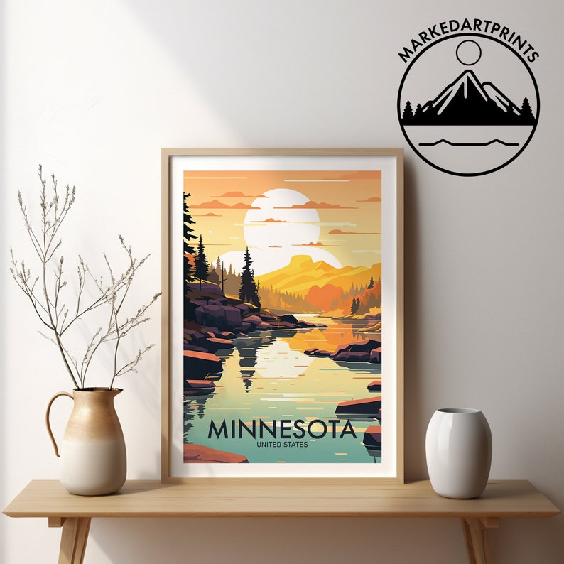 MINNESOTA Travel Poster Printable, Modern State Wall Art Digital ...
