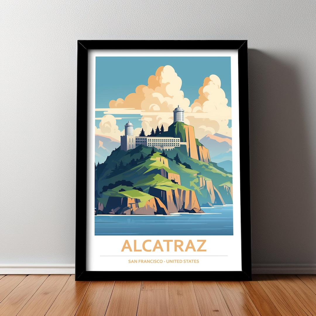 PRINTABLE ALCATRAZ Travel Poster, World Historical Landmarks, Travel ...