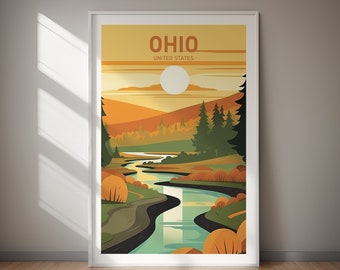 Ohio Travel Poster Vintage Style Ohio Art Retro Home Decor - Etsy