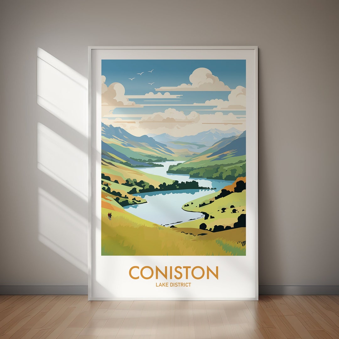Coniston PRINTABLE Travel Poster, Lake District, Wall Art, Home Decor ...