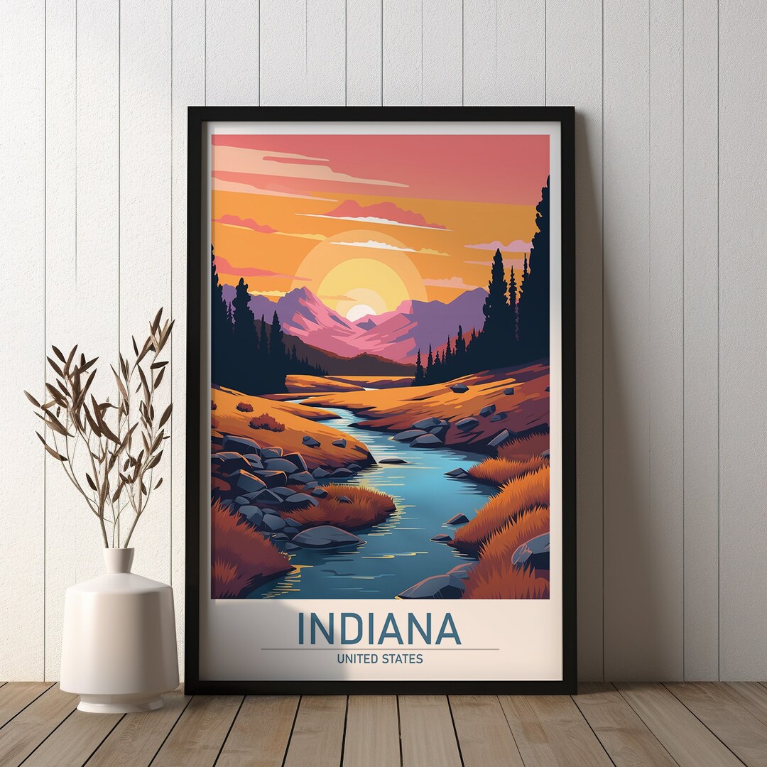 INDIANA Poster, Travel Art, Poster Print, Digital Art, Wall Art ...