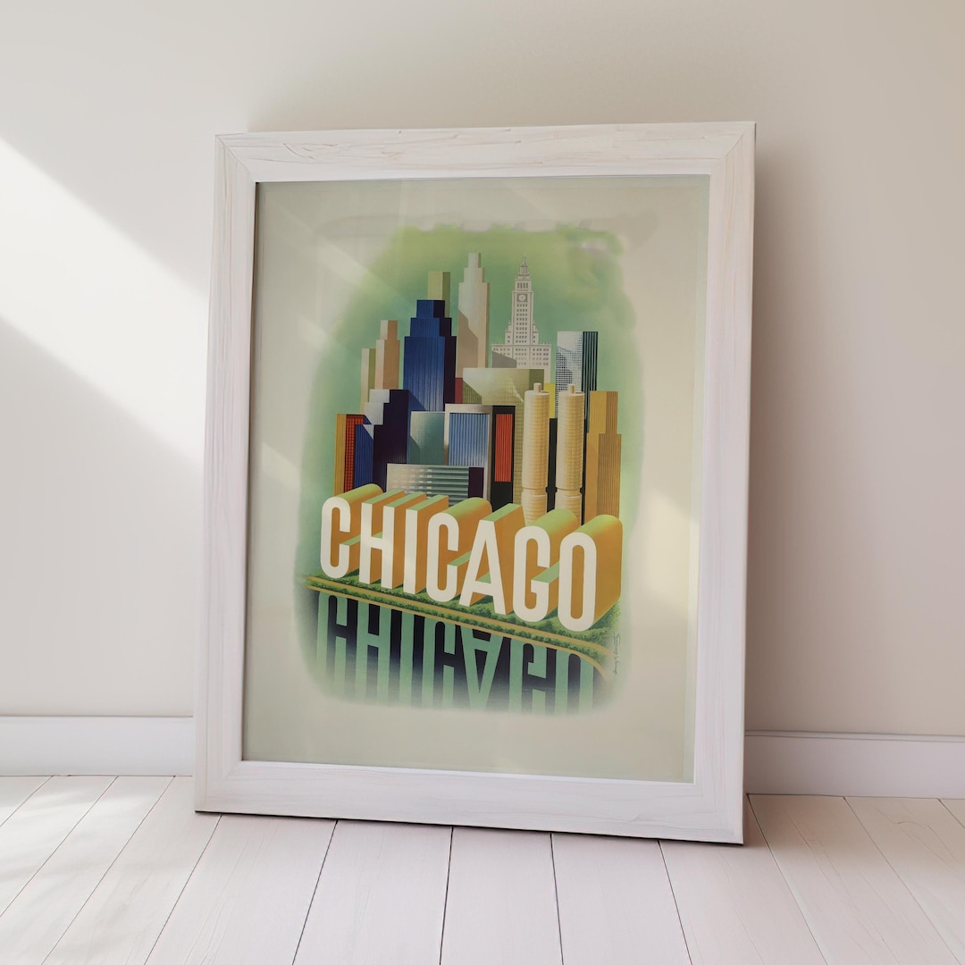 Chicago Vintage Travel Poster, Retro Home Decor (instant Download) - Etsy