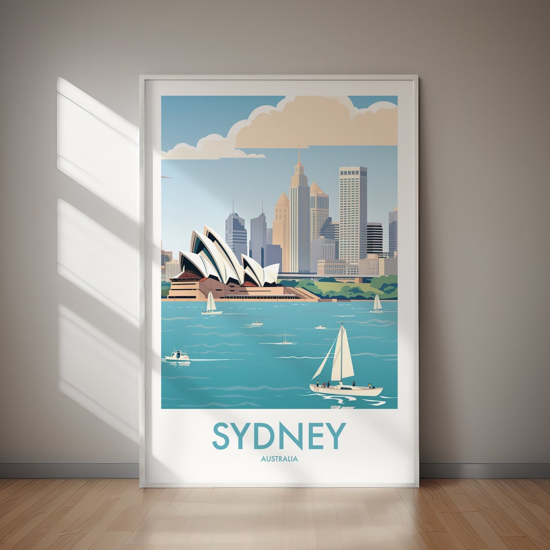 Sydney Australia Travel Poster City Skyline Art (digital Download ...