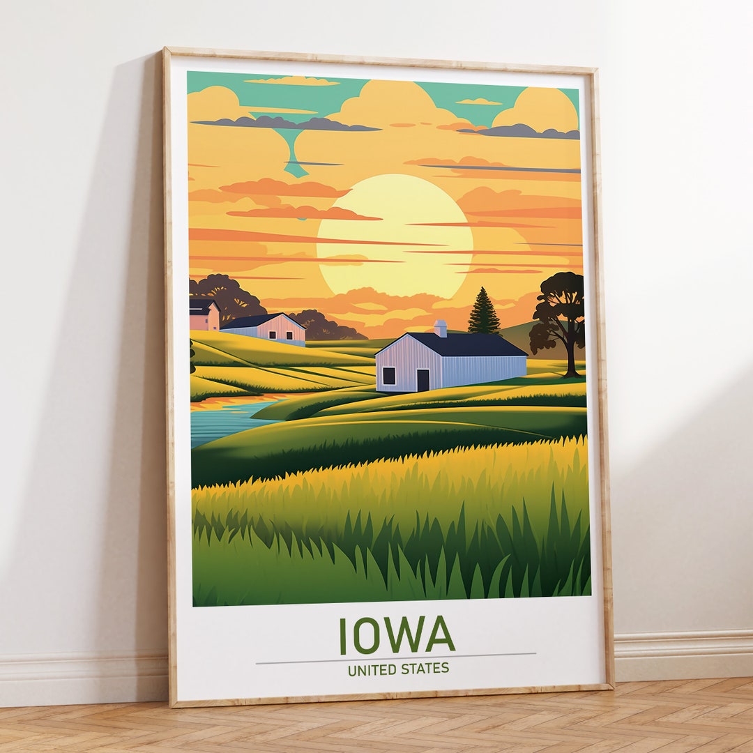 IOWA Poster Travel Art Poster Print Digital Art Wall Art - Etsy