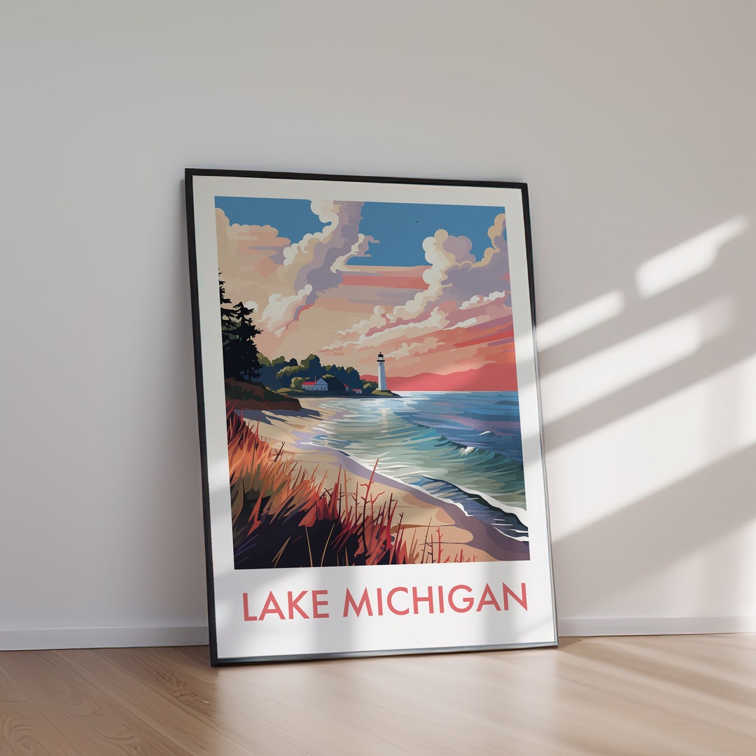 Printable LAKE MICHIGAN Poster, Travel Print, Digital Art, Wall Art ...