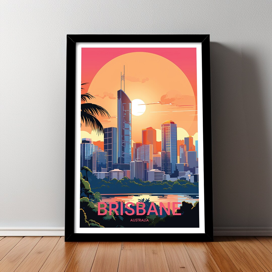 PRINTABLE BRISBANE Poster, Australia, Digital Download, Wall Art, Art ...