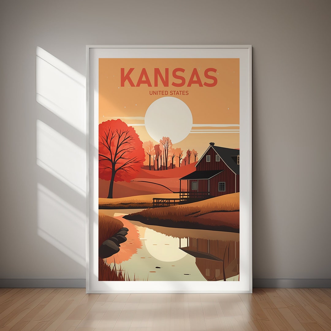 PRINTABLE Kansas Poster, Travel Art, Poster Print, Digital Art, Wall ...