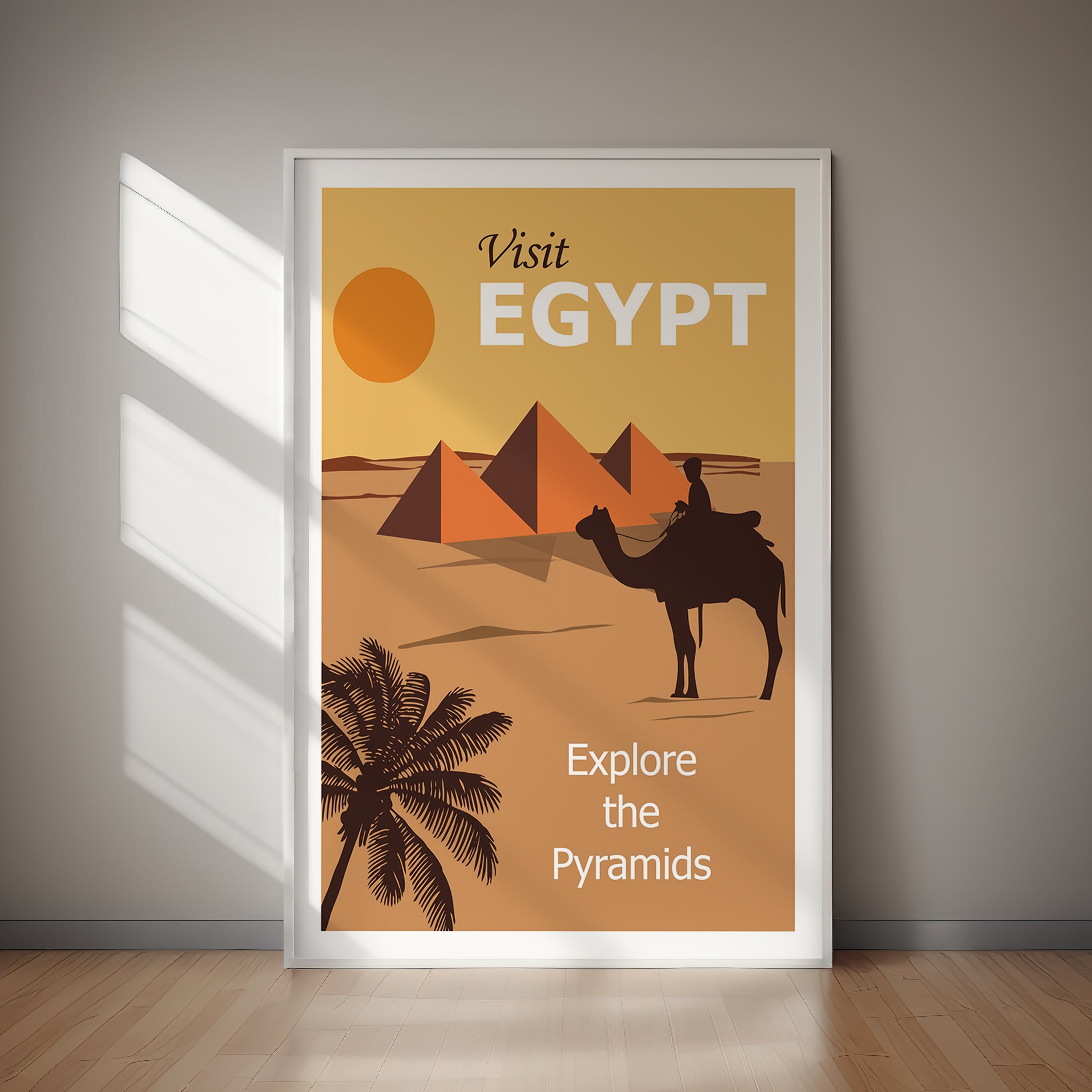 Visit Egypt Vintage Travel Poster Egyptian Wall Art Print Retro Cairo ...