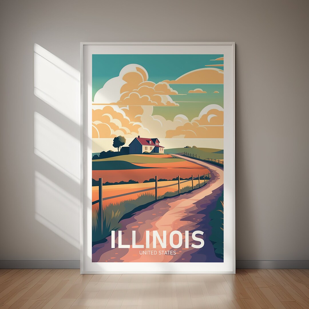 ILLINOIS Poster, Travel Art, Poster Print, Digital Art, Wall Art ...