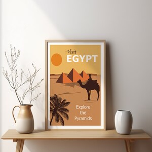 Visit Egypt Vintage Travel Poster Egyptian Wall Art Print Retro Cairo ...
