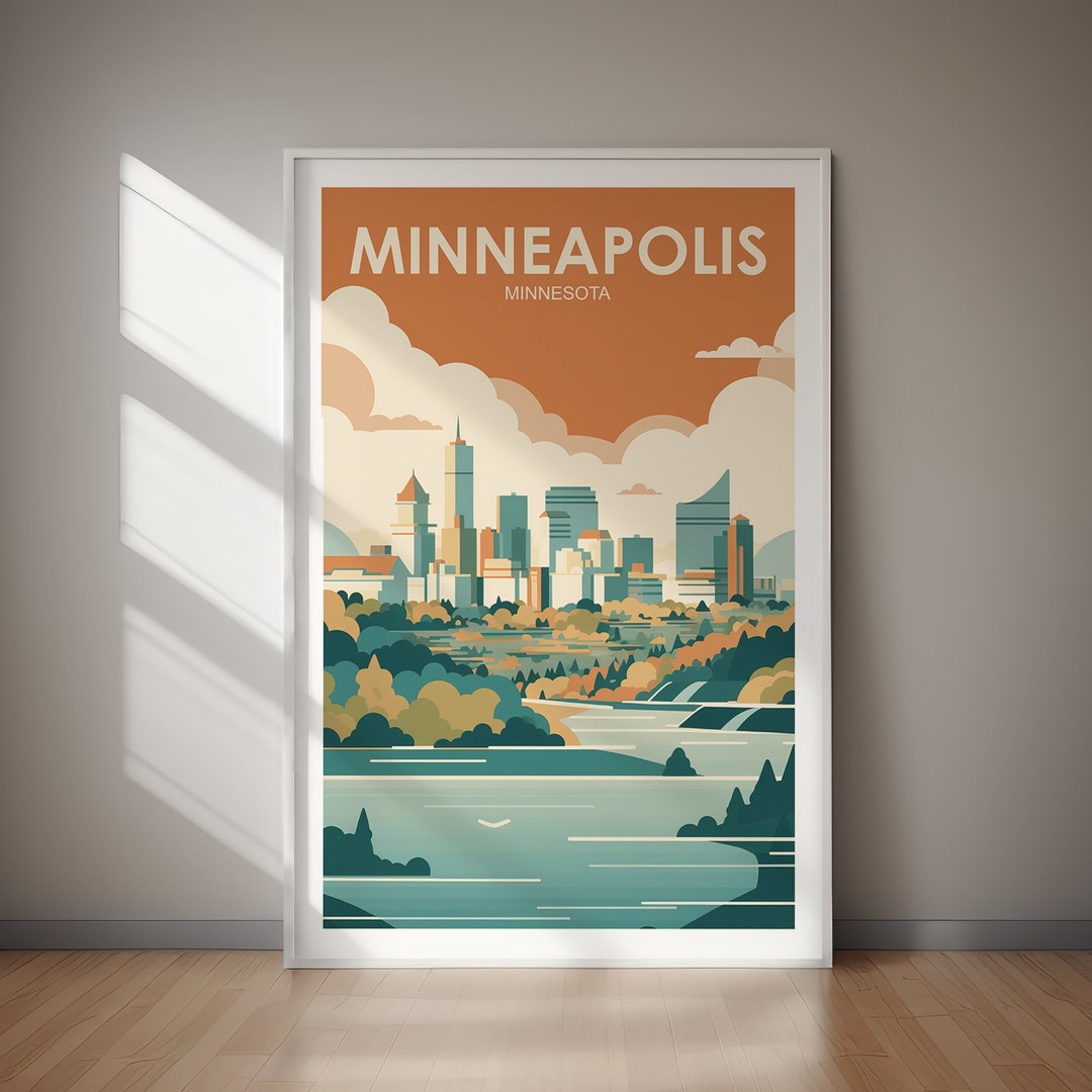 MINNEAPOLIS Poster, Minnesota, Wanddekor, digitale Kunst, digitaler ...