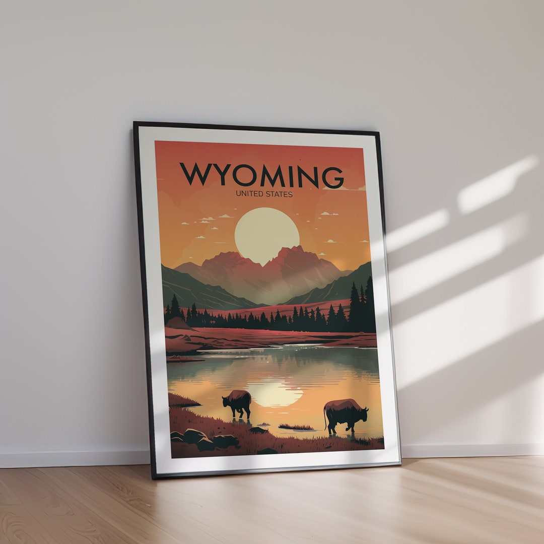 Wyoming Printable Poster, US State, Travel Print, Printable Art, Art ...