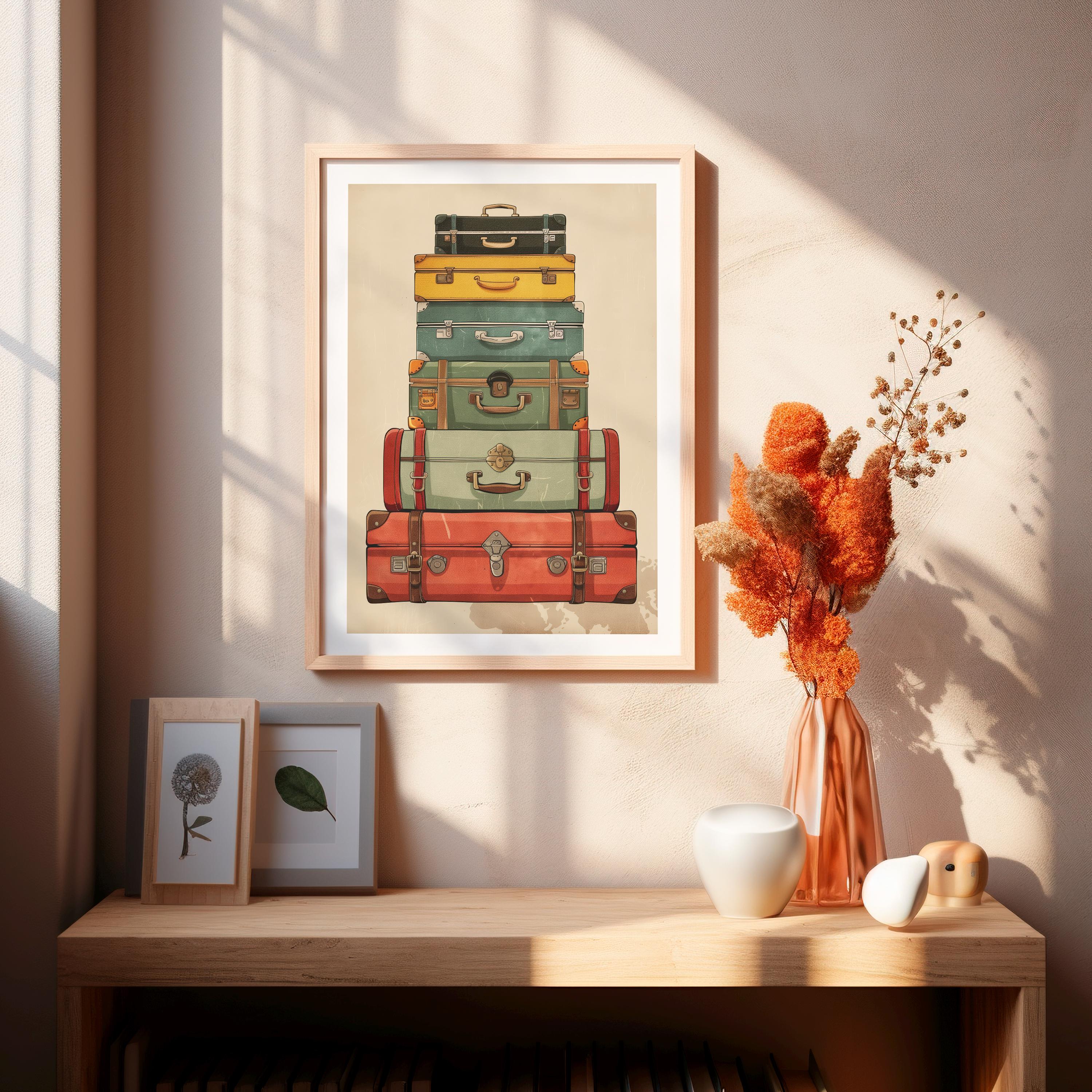 Retro Suitcase Print Vintage Luggage Travel Poster DIGITAL DOWNLOAD ...