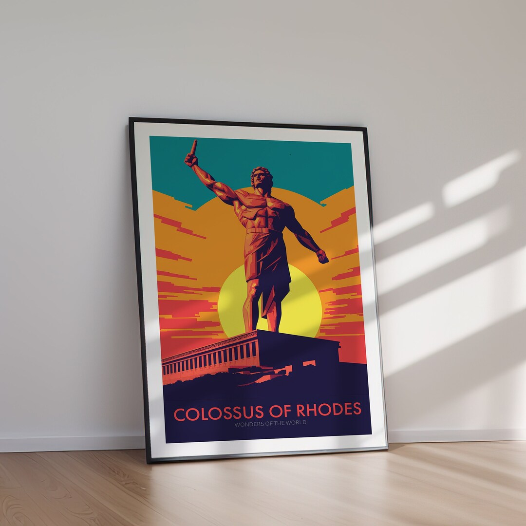 Colossus of Rhodes Greece Travel Poster Ancient Statue Art (digital ...