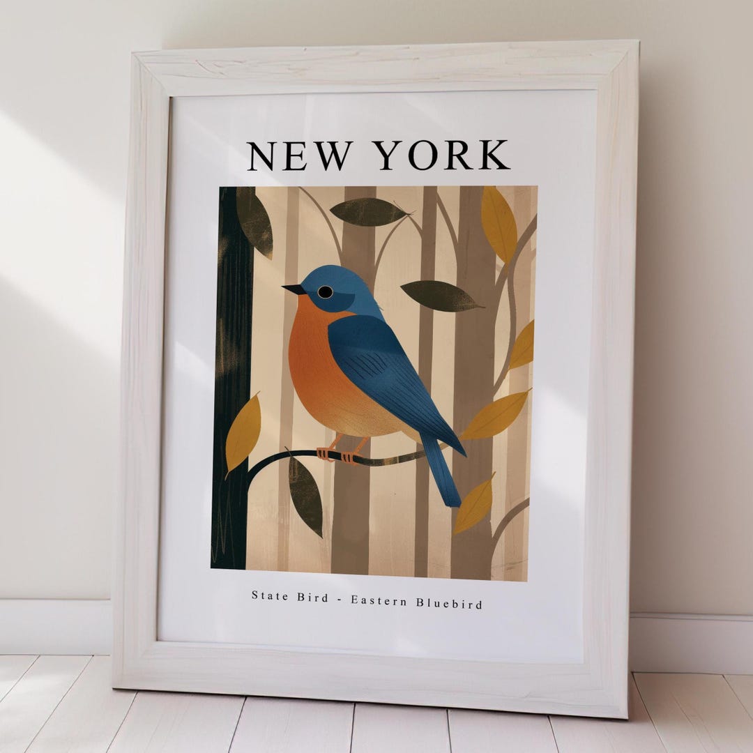 Eastern Bluebird Print - New York State Bird, Rustic Wall Art (digital ...