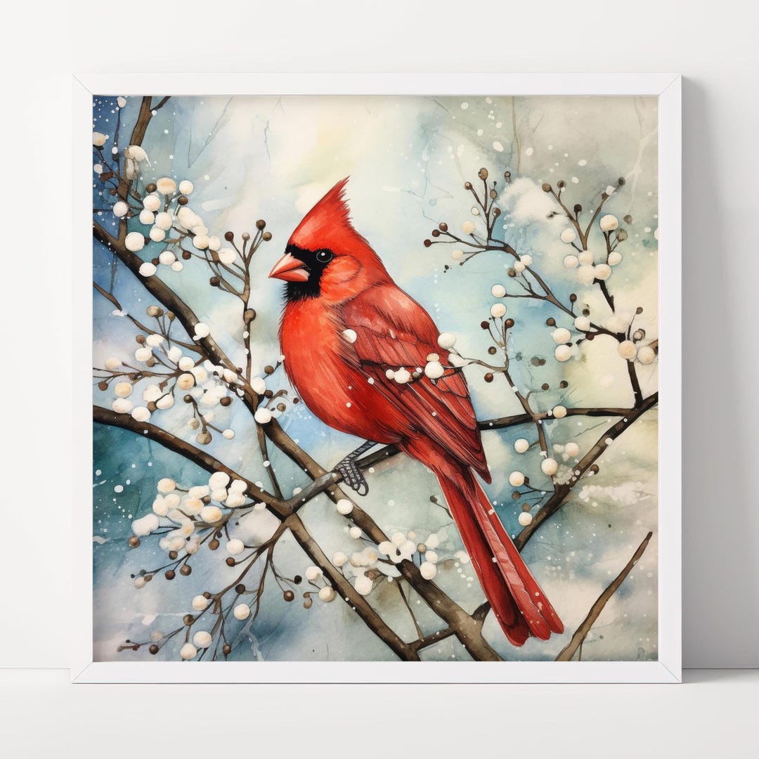 CHRISTMAS NORTHERN CARDINAL Victorian Holiday Bird Art Digital Download ...