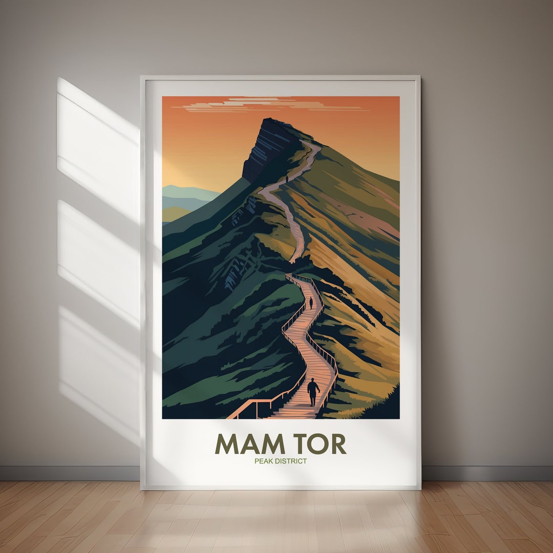 MAM TOR PRINTABLE Poster, Peak District, Travel Poster, Wall Art, Home ...
