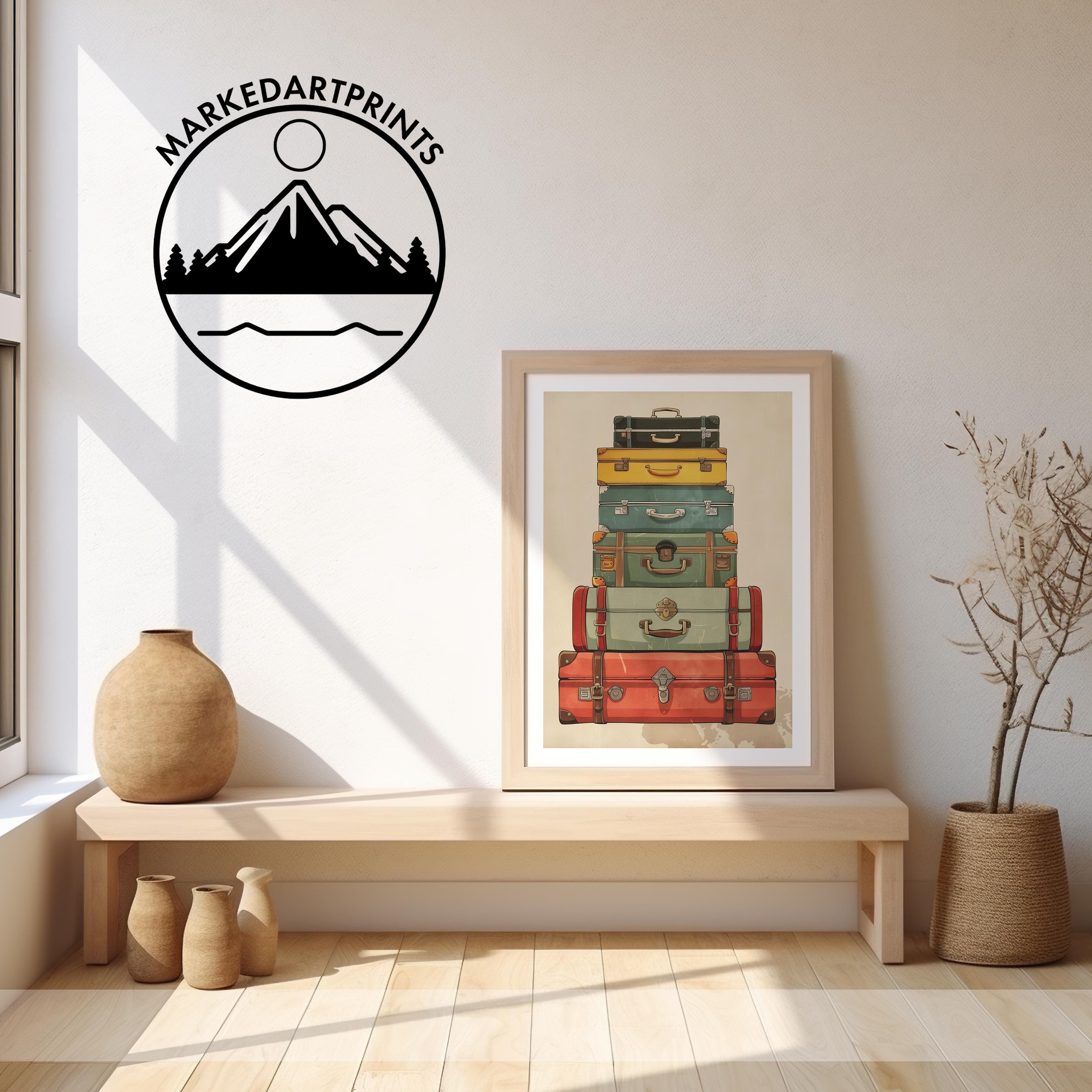 Retro Suitcase Print Vintage Luggage Travel Poster DIGITAL DOWNLOAD ...