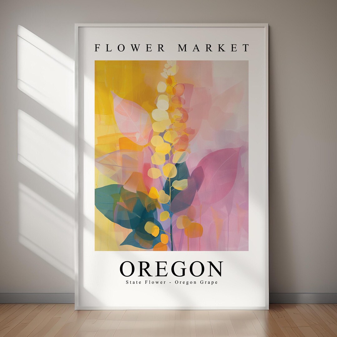 OREGON State Flower Oregon Grape, Oregon Flower Market Print, Instant ...