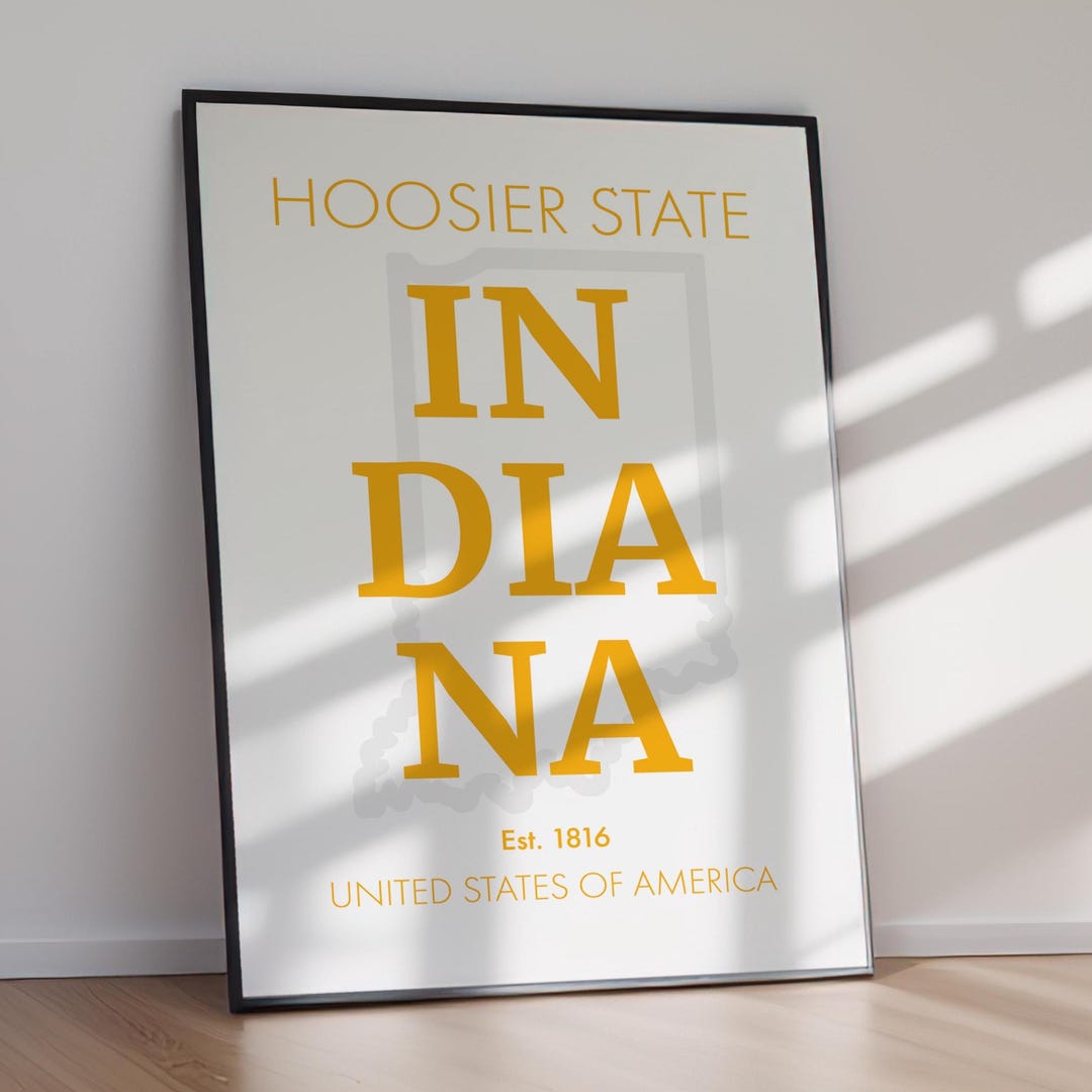 INDIANA the Hoosier State Modern Text Poster Digital Download Clean ...