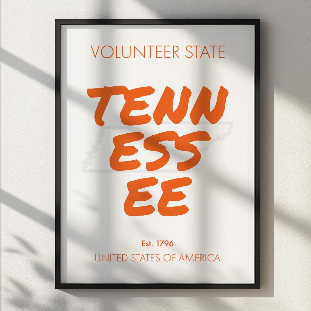 TENNESSEE VOLUNTEER STATE Modern Typography Poster Digital Download ...