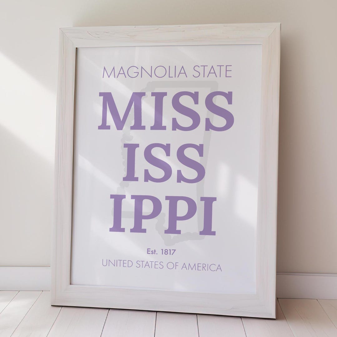 MISSISSIPPI Magnolia State Modern Text Poster Digital Download Clean ...