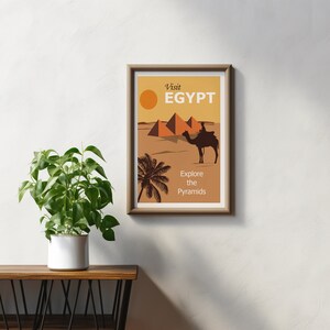 Visit Egypt Vintage Travel Poster Egyptian Wall Art Print Retro Cairo ...