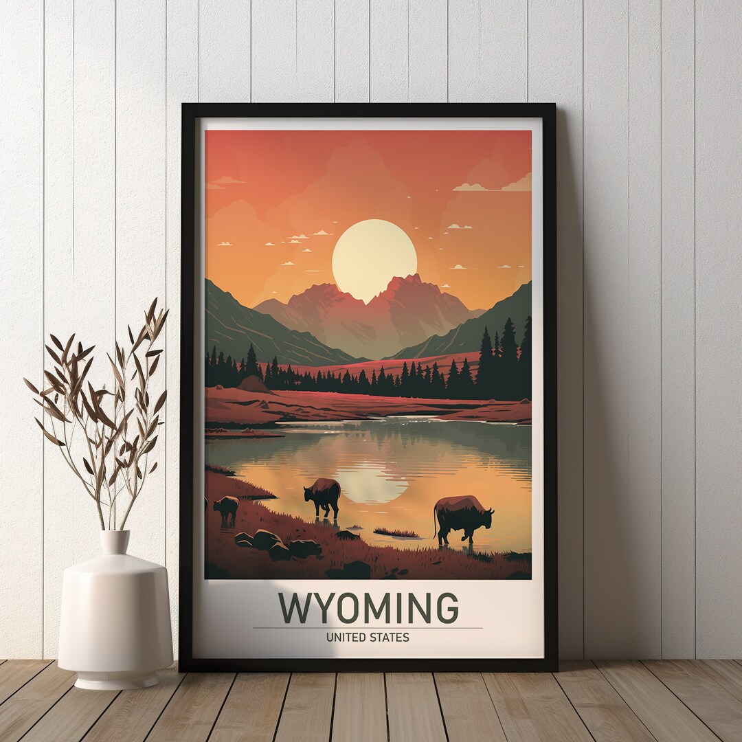 WYOMING Poster United States Poster Print Digital Art Wall - Etsy