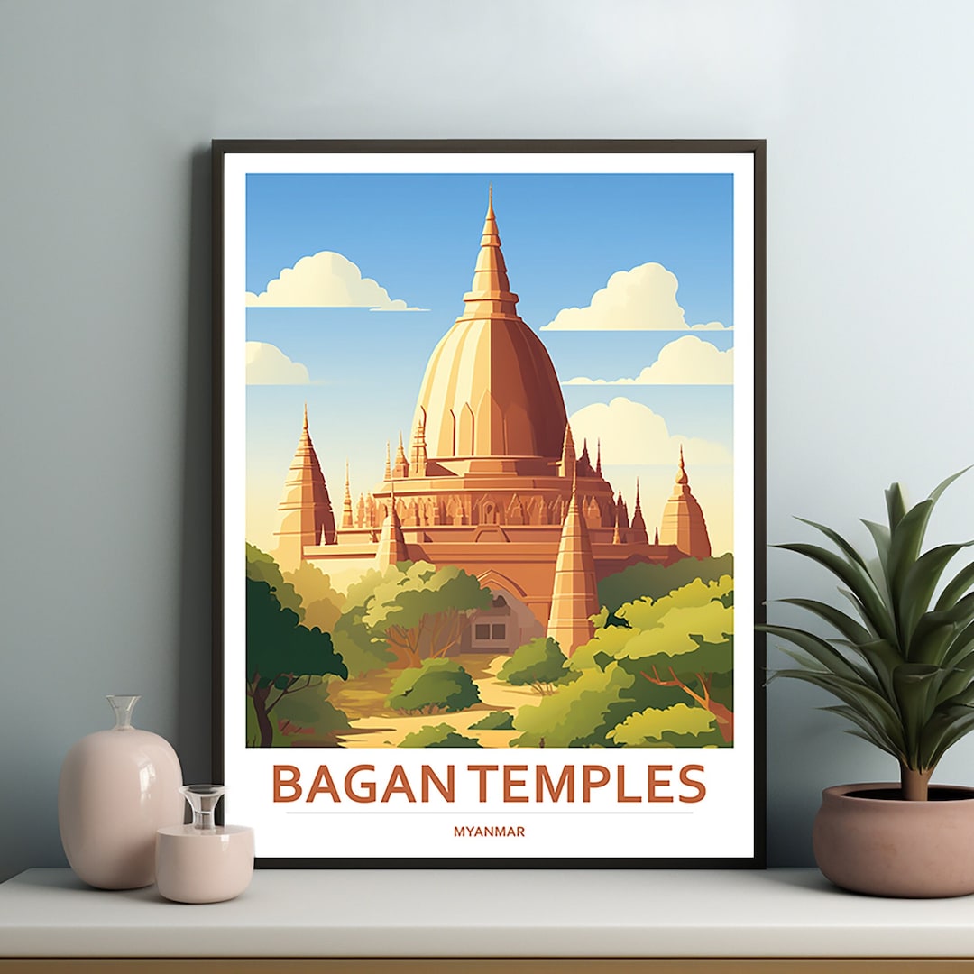 PRINTABLE Bagan Temples Poster, Myanmar, Travel Art, Poster Print ...
