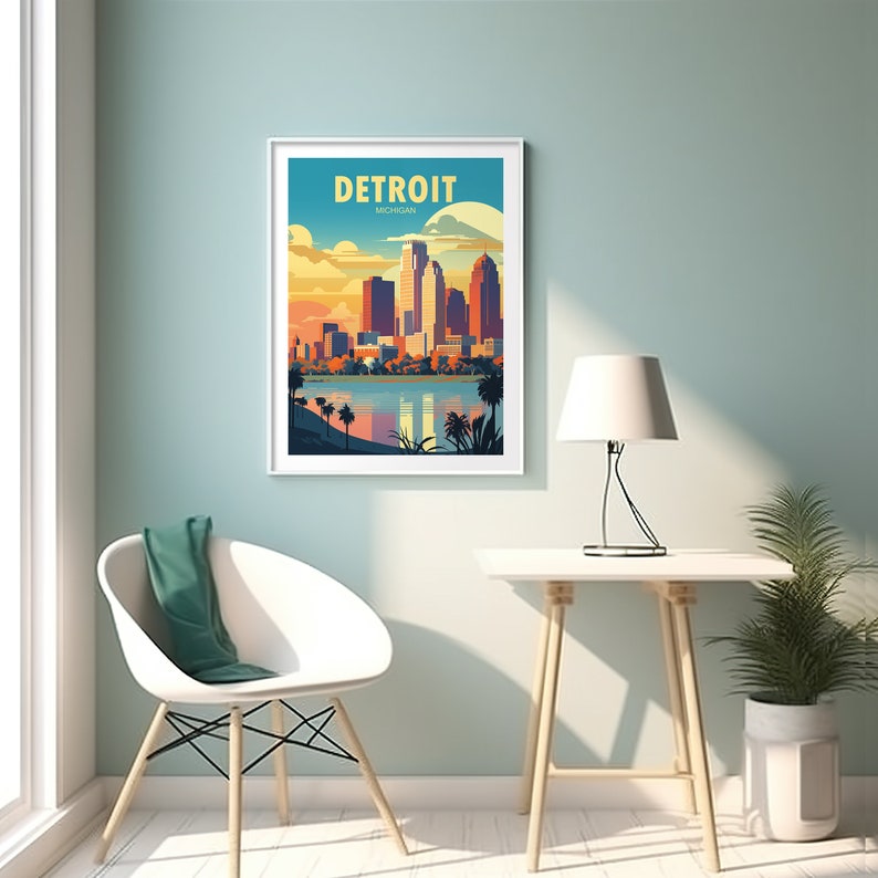 DETROIT Printable Poster, Digital Download, Wall Art, Wanderlust, Gift ...