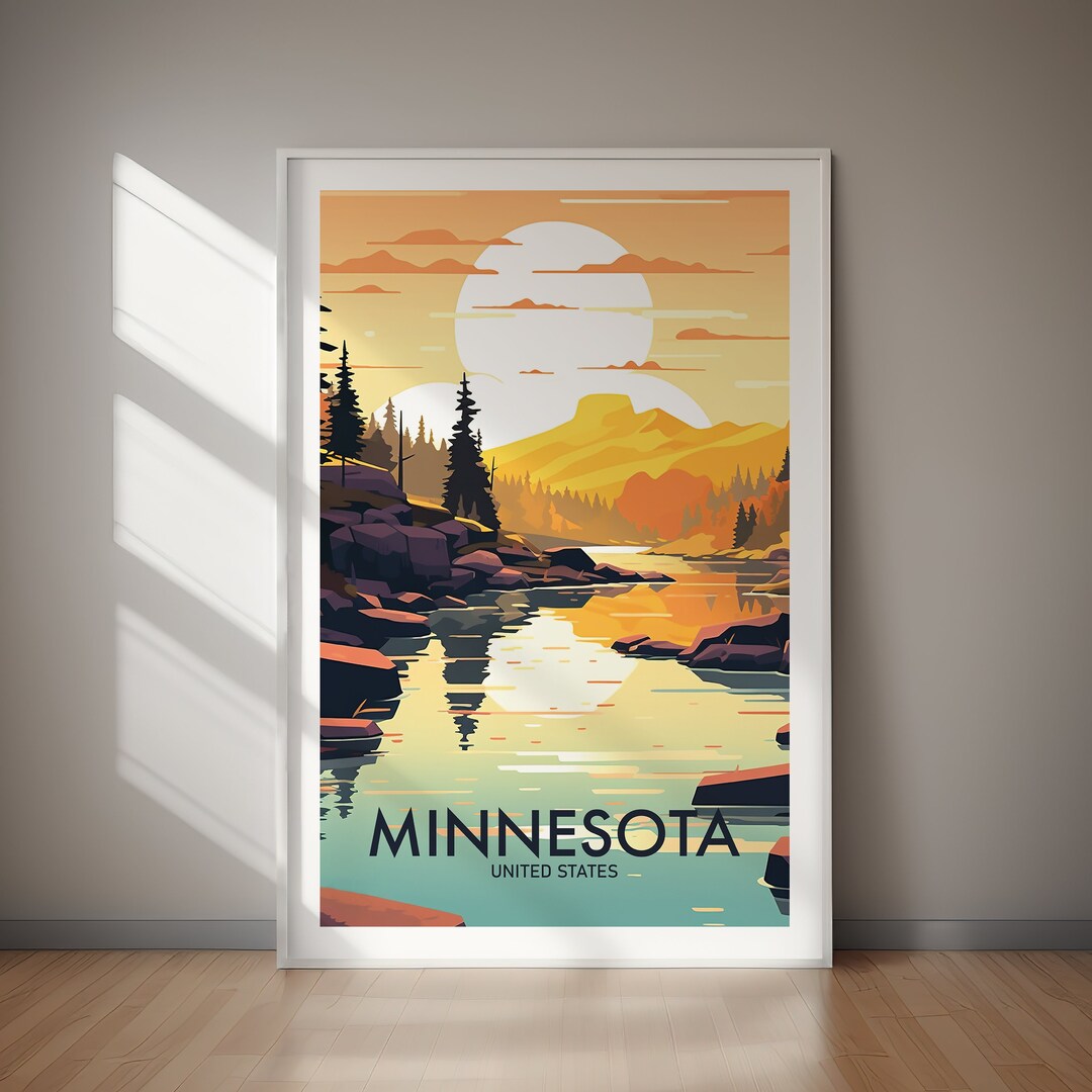 MINNESOTA Travel Poster Printable, Modern State Wall Art Digital ...